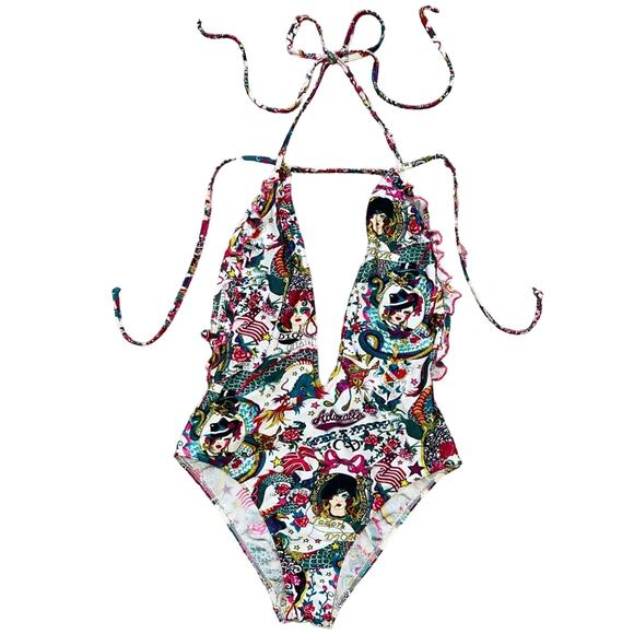 Dior | Swim | M Vtg Christian Dior Adiorable Tattoo Print Logo Monokini ...